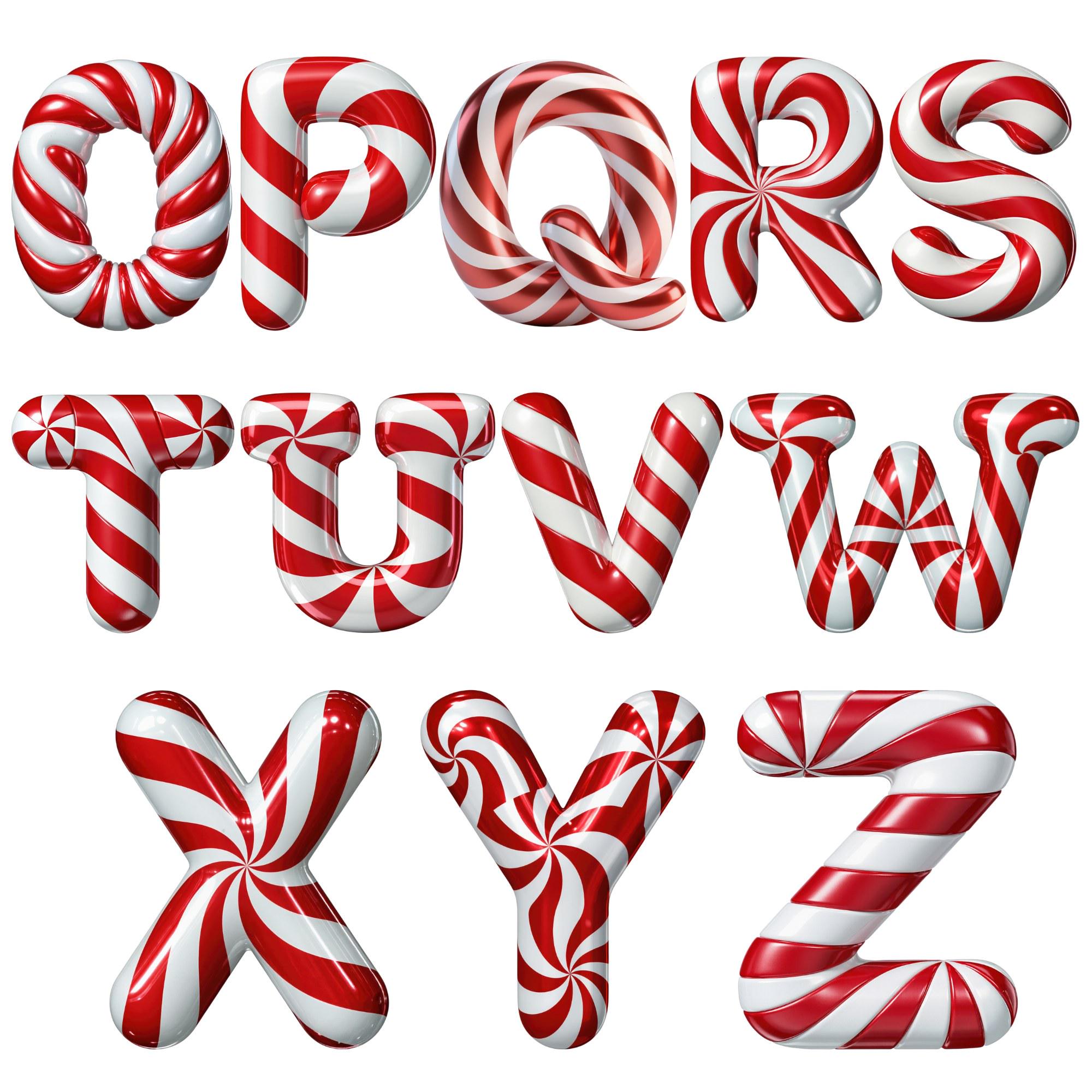 3D Candy Cane Alphabet PNG, Christmas Clipart (digital Download) - Etsy