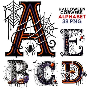 Halloween Cobwebs Alphabet | Spooky Letters & Numbers Clipart Set. - Etsy