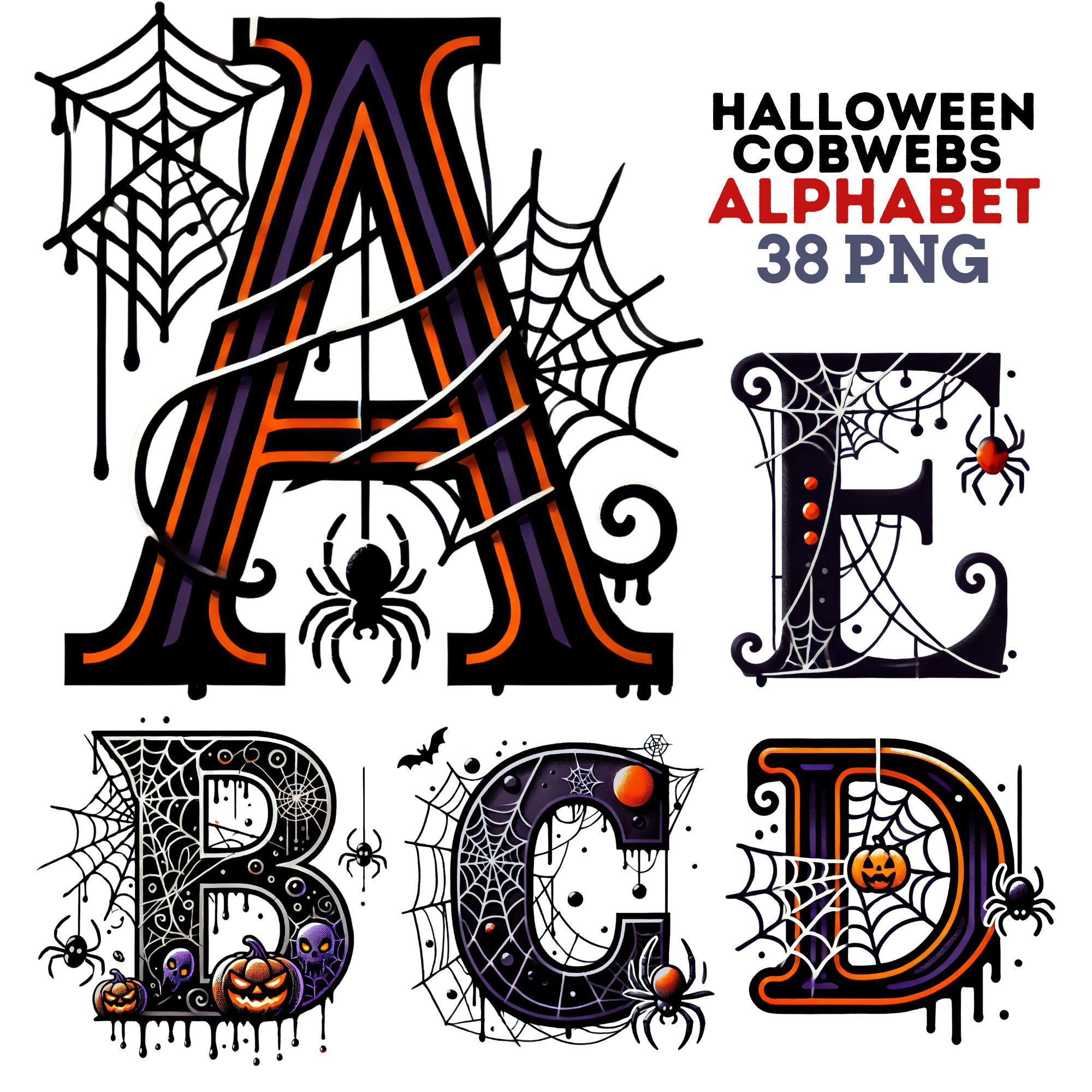Halloween Cobwebs Alphabet | Spooky Letters & Numbers Clipart Set. - Etsy
