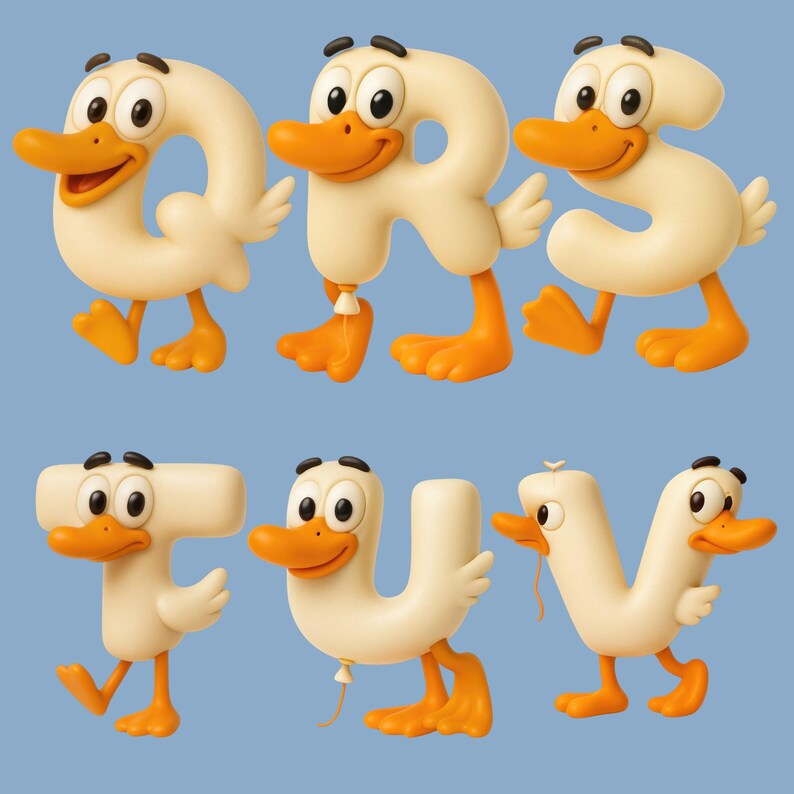 Silly Goose Alphabet PNG Clipart: Cartoon Font (digital Download) - Etsy