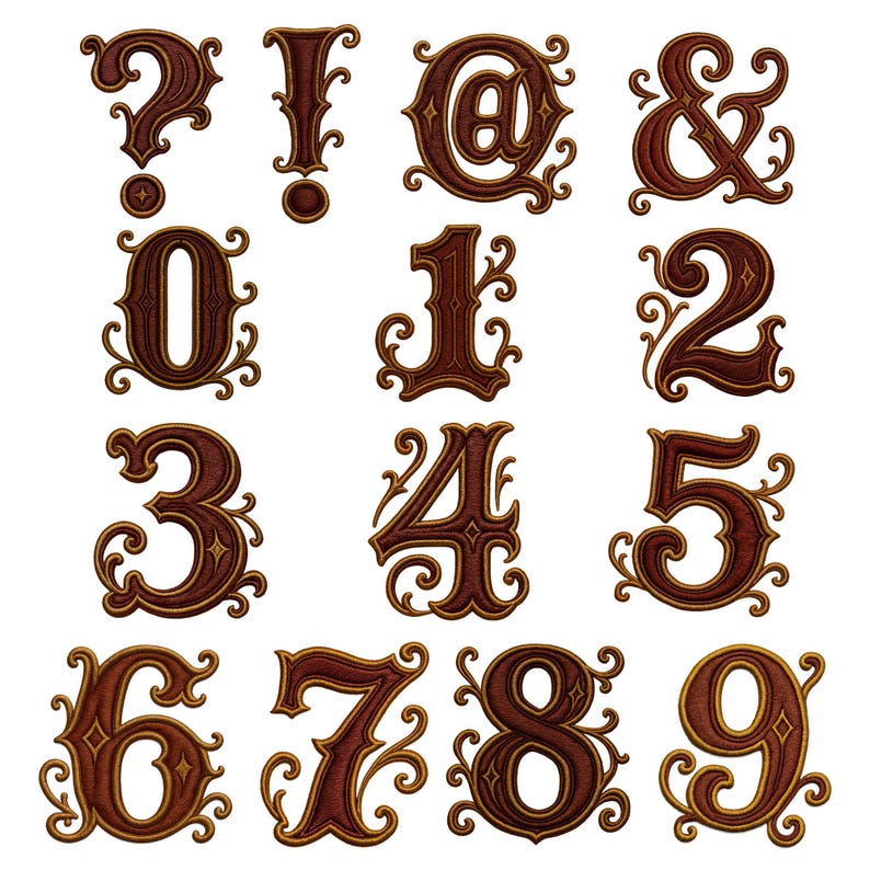 Victorian Scrollwork Embroidered Alphabet PNG | Letters, Numbers ...
