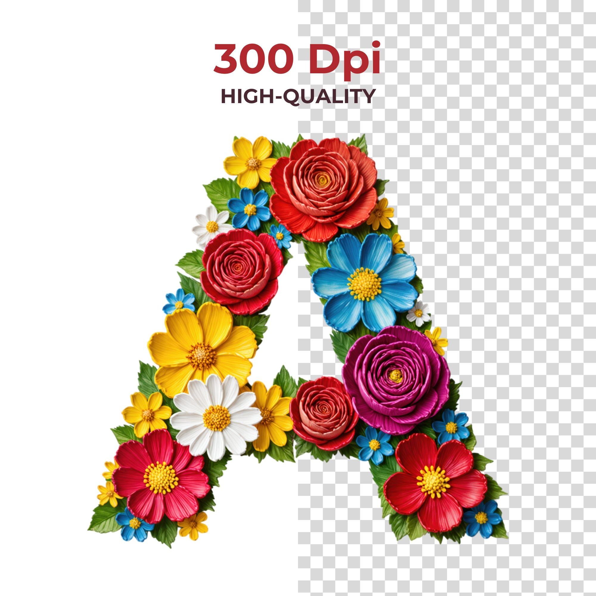 Floral Alphabet PNG Clipart: Colorful Flower Letters & Numbers (instant ...