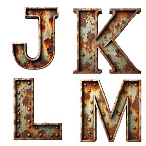 Phosphate Rust Alphabet PNG Set, 39 Grunge Rusty Metal Letters ...