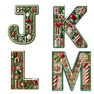 Christmas Ornament Alphabet Clipart: Festive Letters & Numbers (PNG ...