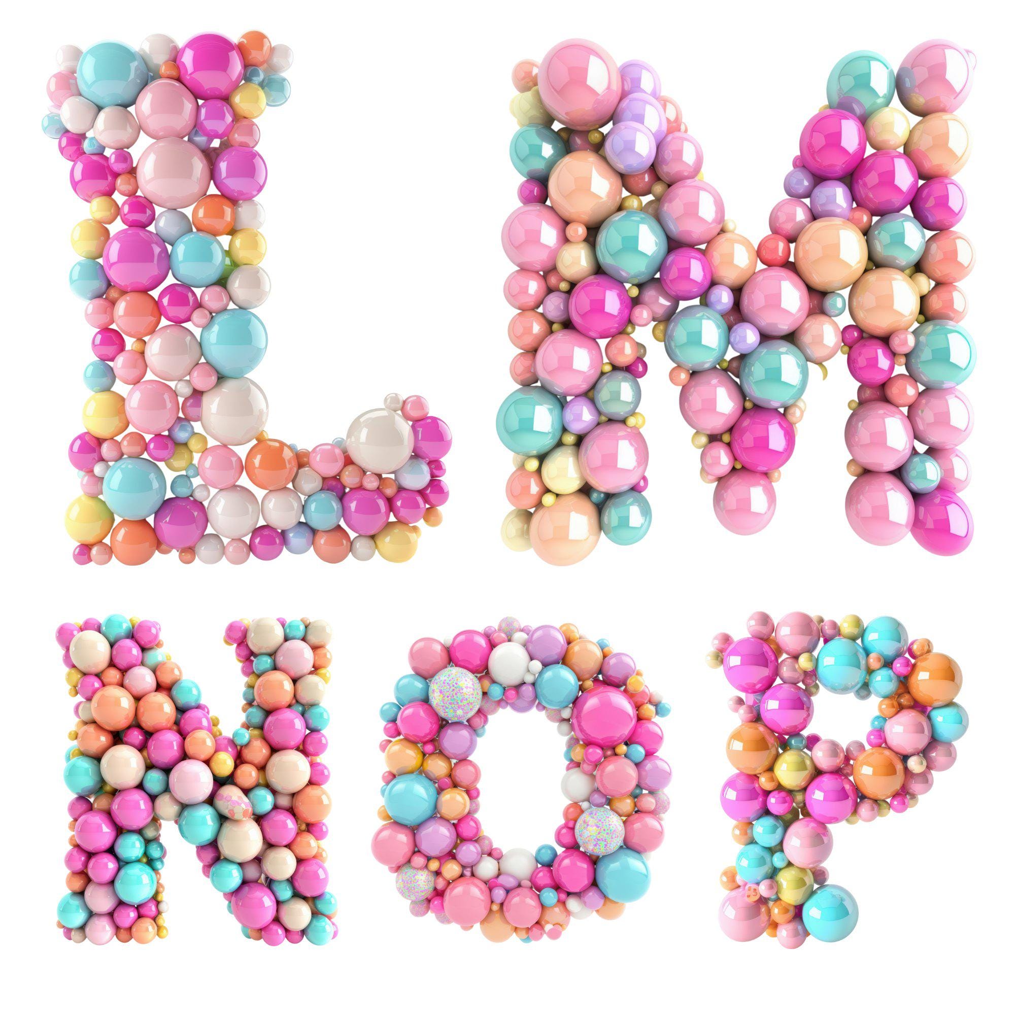 Chat Bubbles Alphabet PNG | Pastel Balloon Font | 3D Glossy Letters ...