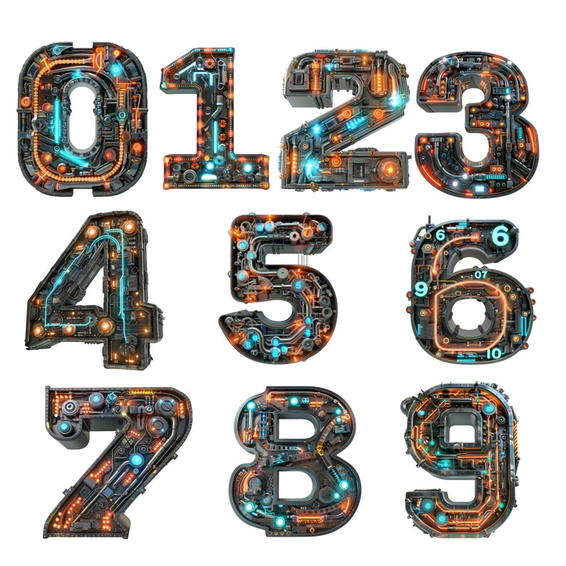 High-tech Machine Alphabet Letters - PNG Graphics - Etsy