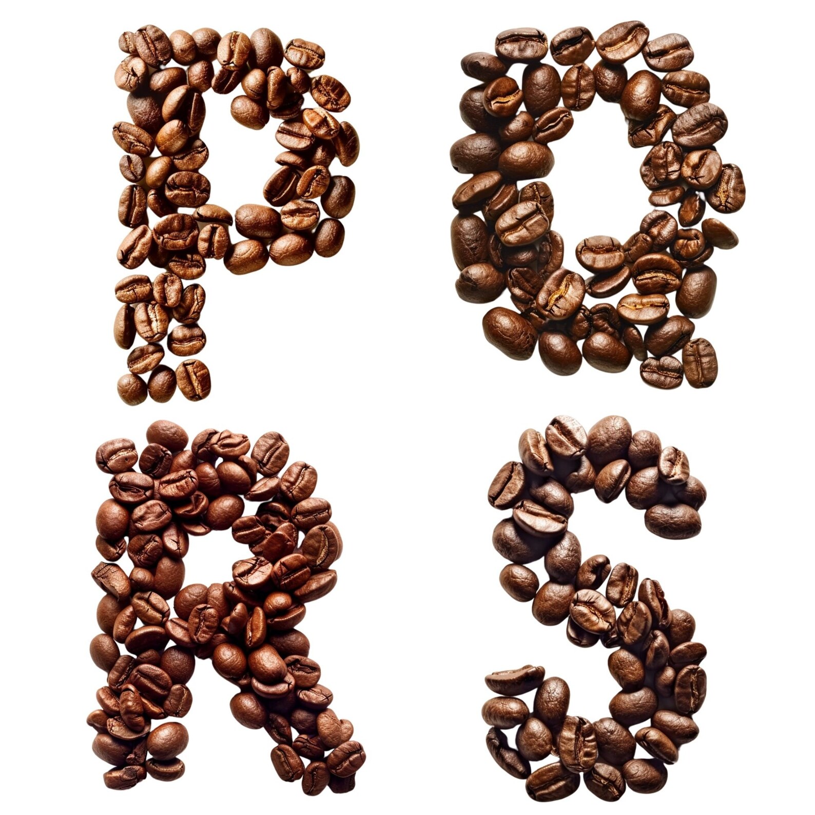 Aromatic Coffee Bean Typography - PNG Letters - Etsy