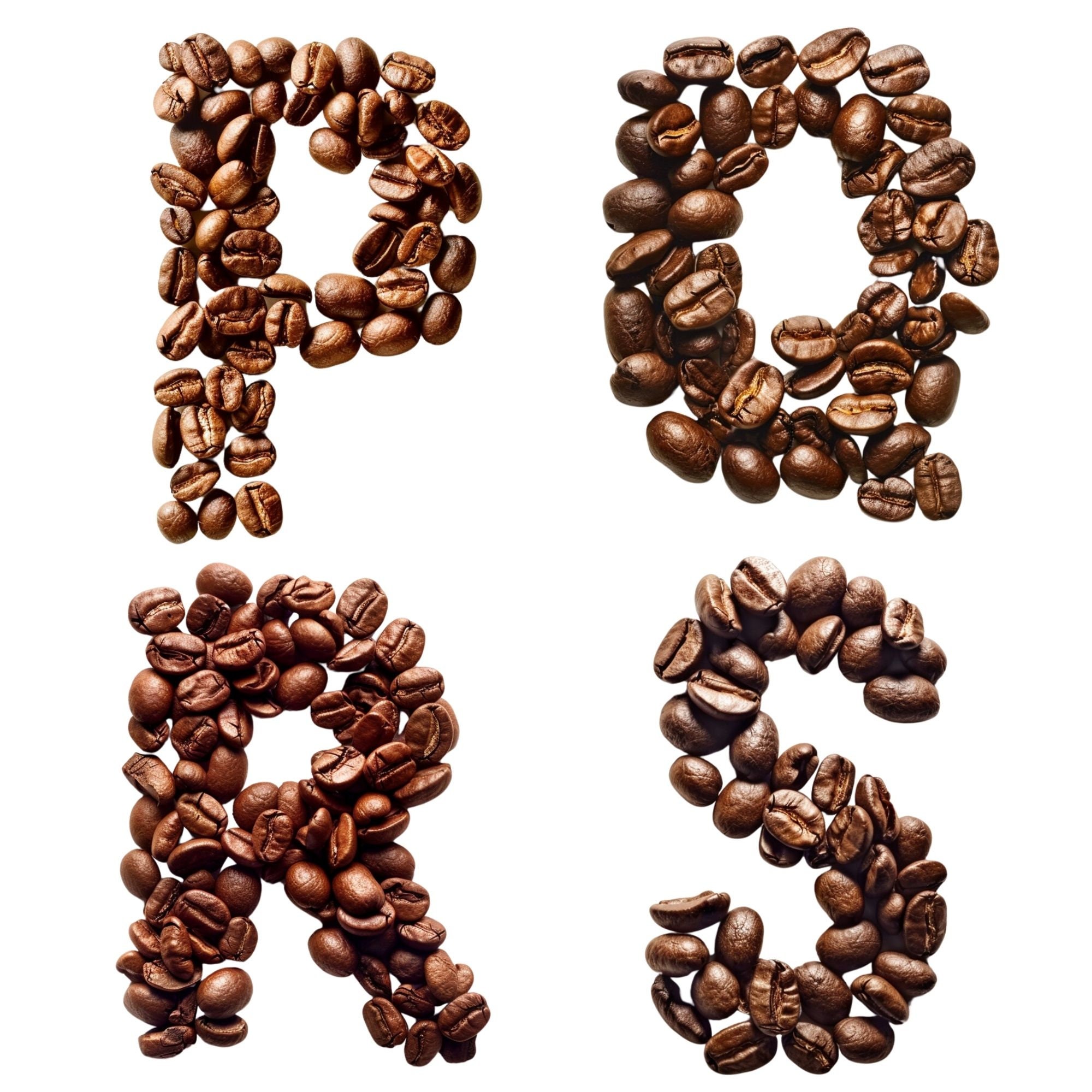 Aromatic Coffee Bean Typography - PNG Letters - Etsy UK