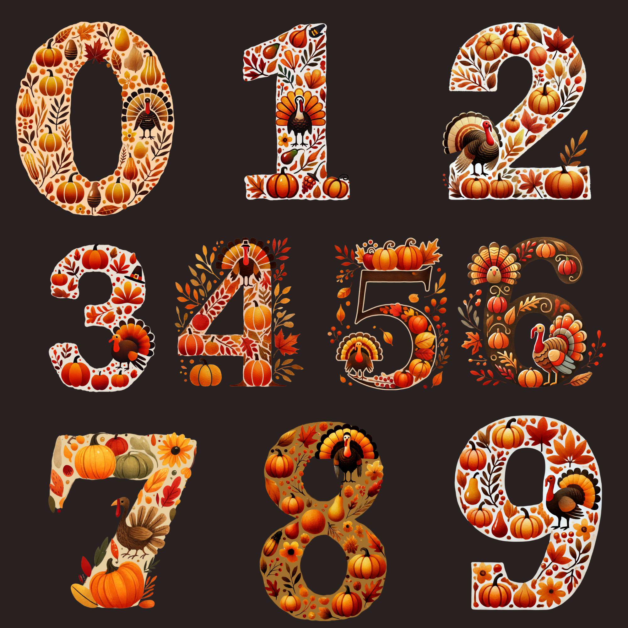 Thanksgiving Watercolor Alphabet Clipart: Pumpkin Turkey Letters ...