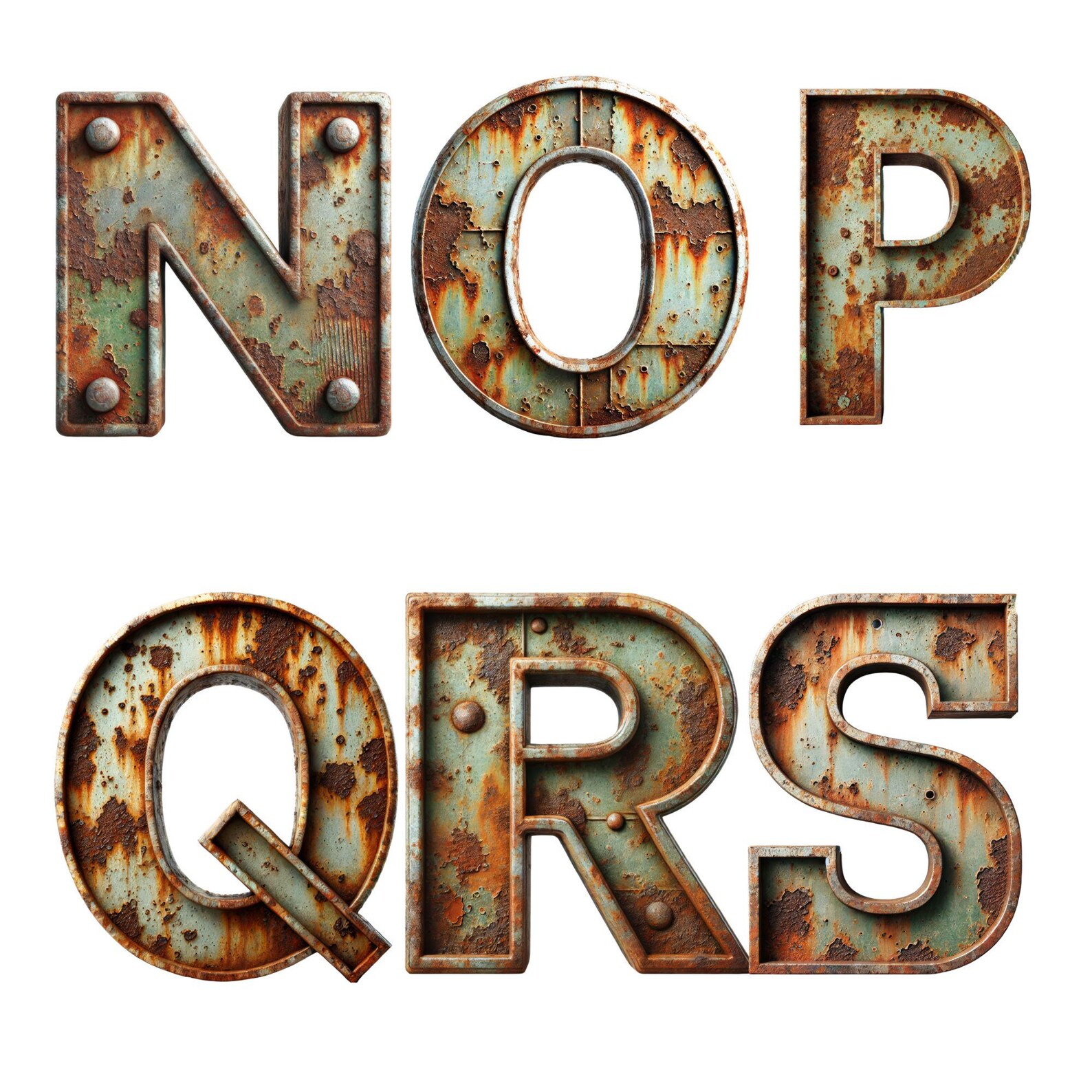 Phosphate Rust Alphabet PNG Set, 39 Grunge Rusty Metal Letters ...