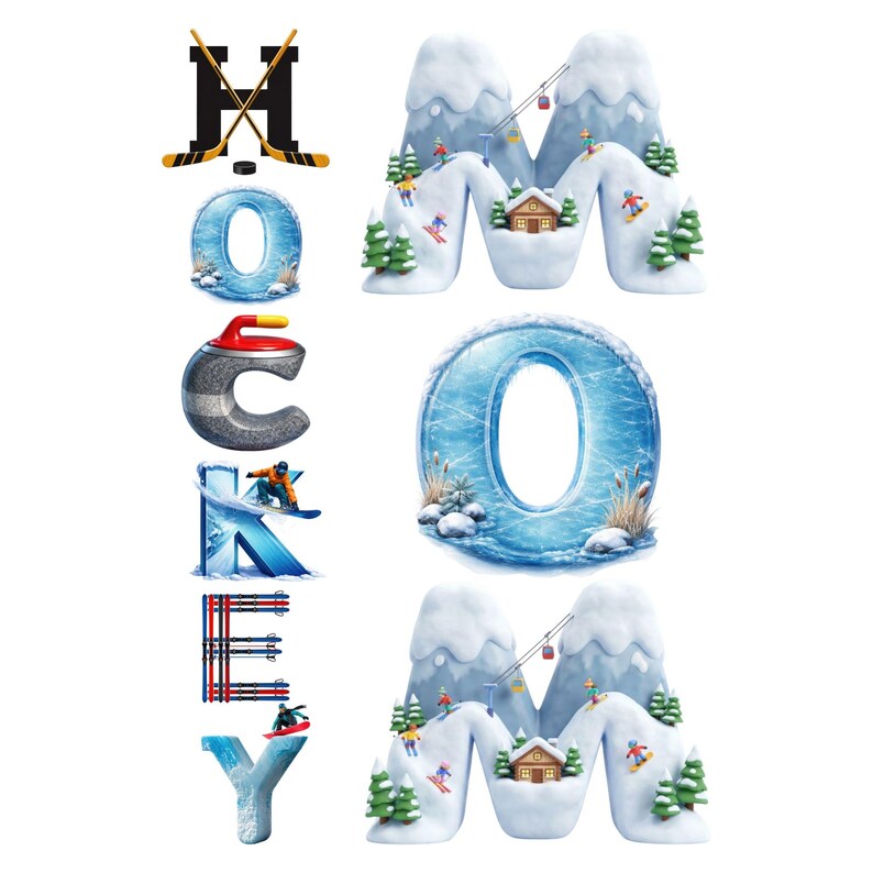 Winter Sports Alphabet Clipart | Ski, Skate, Snowboard Letters (40 PNG ...