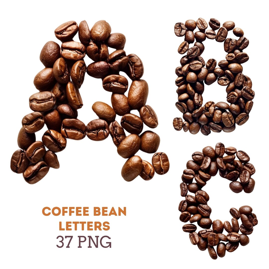 Aromatic Coffee Bean Typography - PNG Letters - Etsy