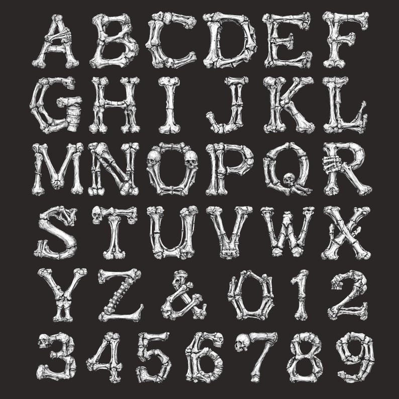 Bone Alphabet PNG Set: Gothic Halloween Font (digital Download) - Etsy