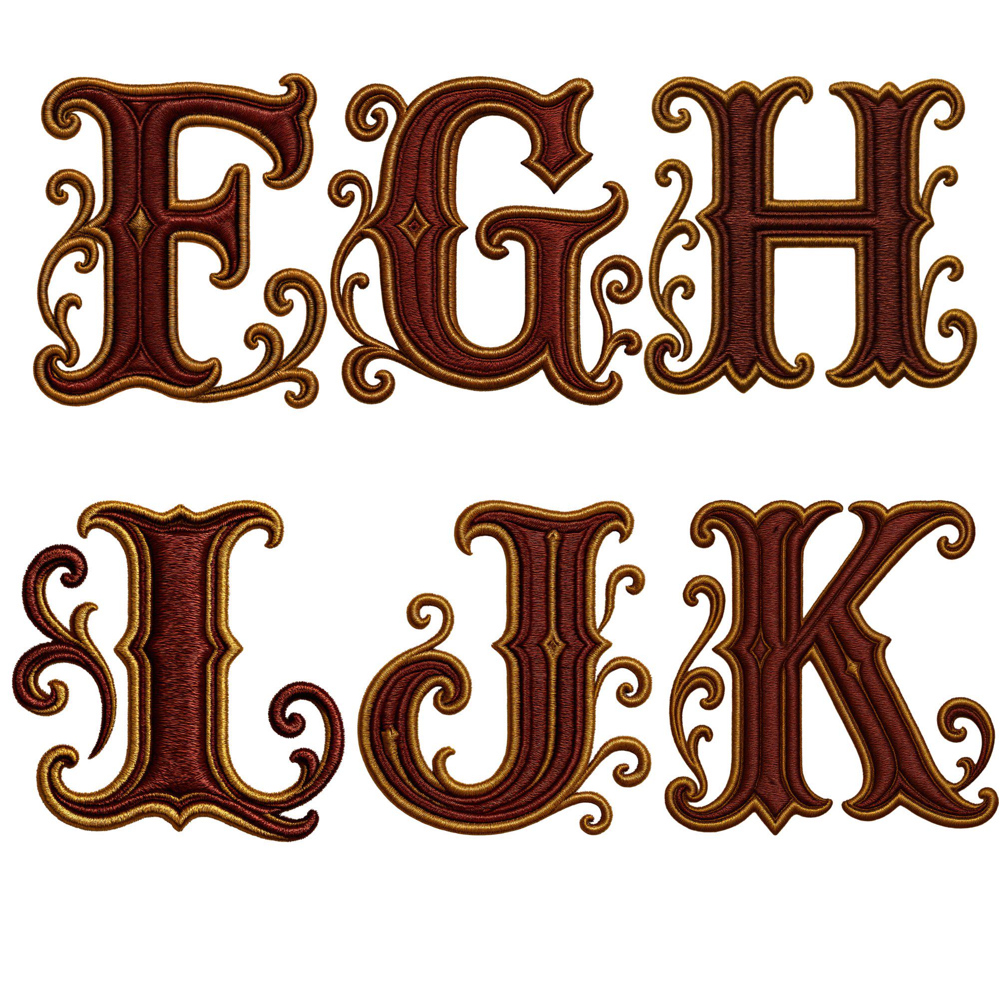 Victorian Scrollwork Embroidered Alphabet PNG | Letters, Numbers ...