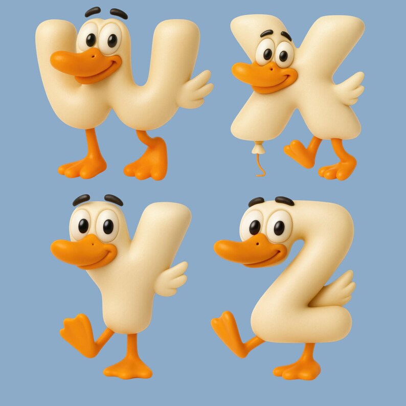 Silly Goose Alphabet PNG Clipart: Cartoon Font (digital Download) - Etsy