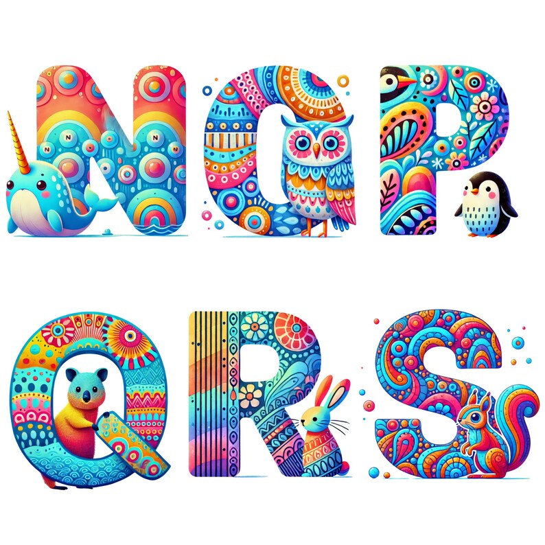 Retro Groovy Font Style Alphabet With Flat Watercolor Illustrations, 37 ...