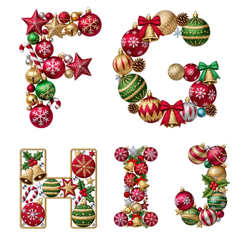 Christmas Ornaments Alphabet PNG: Festive Bauble Letters (instant ...