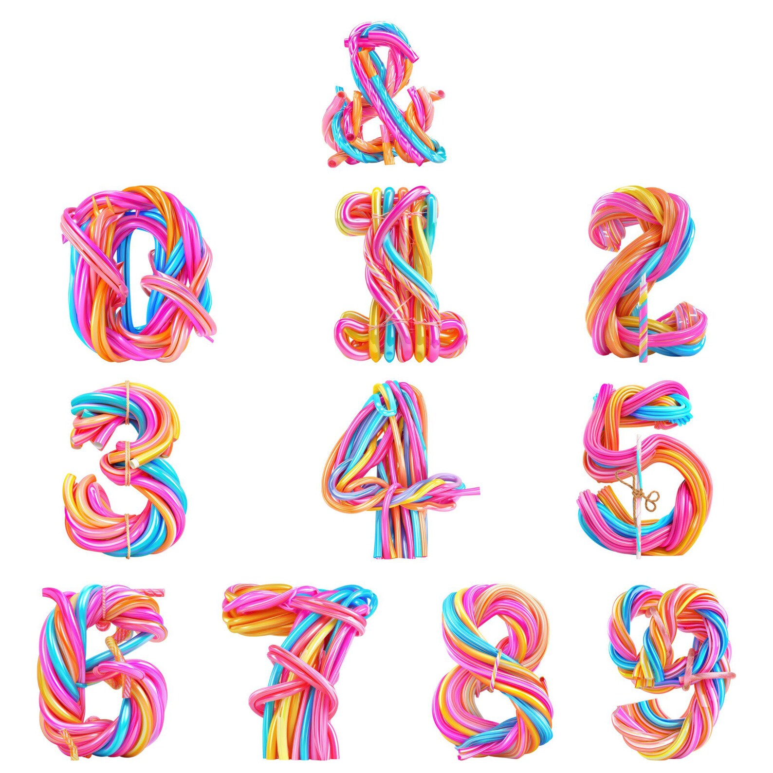 Drinking Straw Alphabet PNG Clipart: 3D Letters & Numbers Font (digital ...