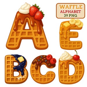 Waffle Alphabet PNG Clipart: Breakfast Font, Letters & Numbers (digital ...