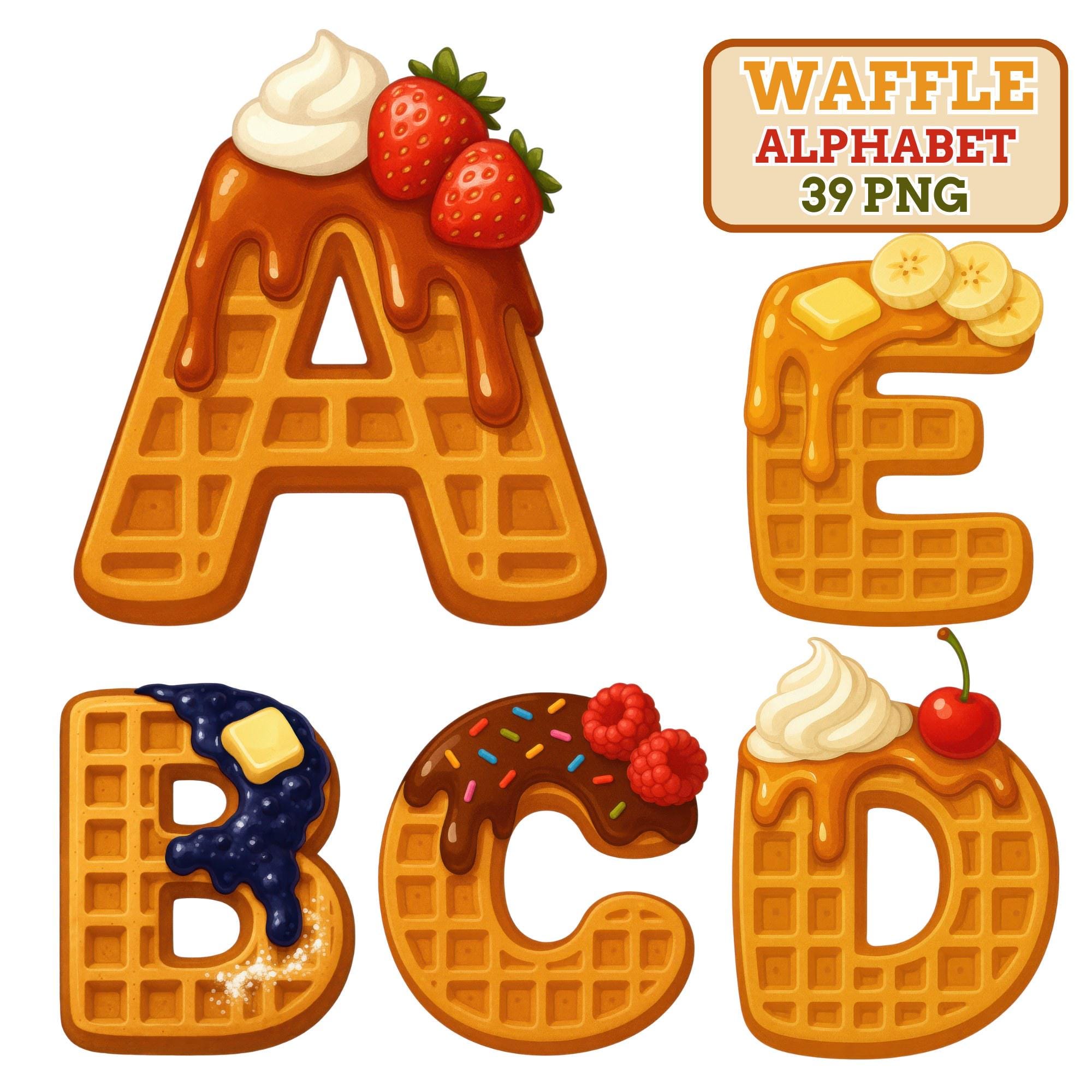 Waffle Alphabet PNG Clipart: Breakfast Font, Letters & Numbers (digital ...