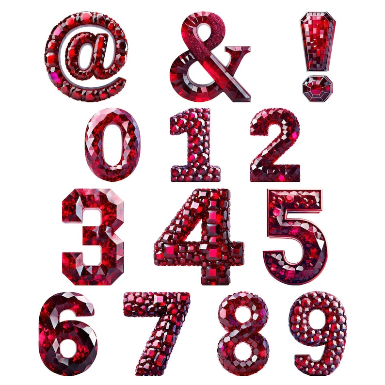 Ruby Gemstone Alphabet PNG: Red Crystal Letters, Numbers Clipart ...