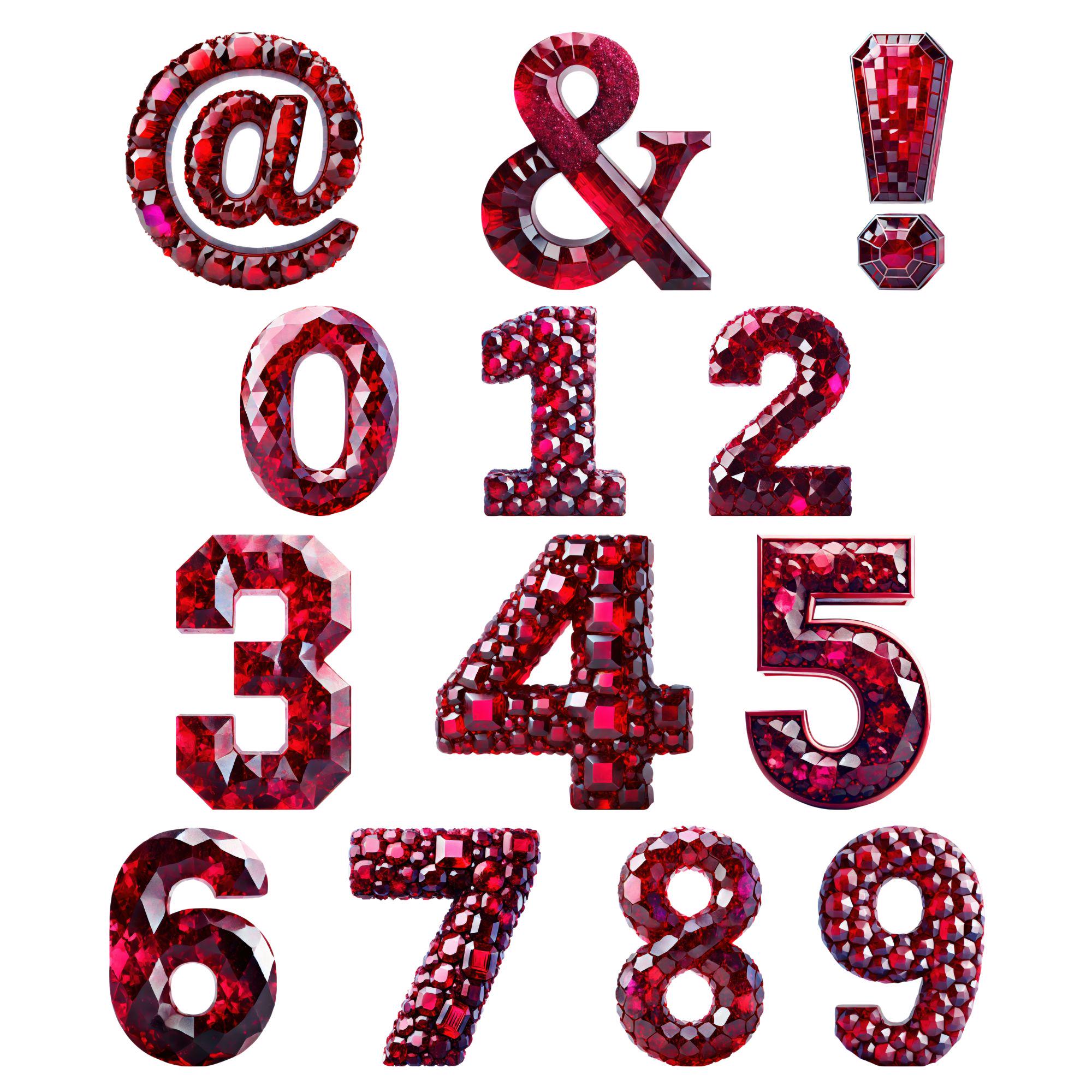 Ruby Gemstone Alphabet PNG: Red Crystal Letters, Numbers Clipart ...