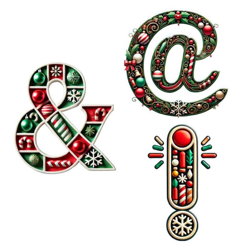 Christmas Ornament Alphabet Clipart: Festive Letters & Numbers (PNG ...