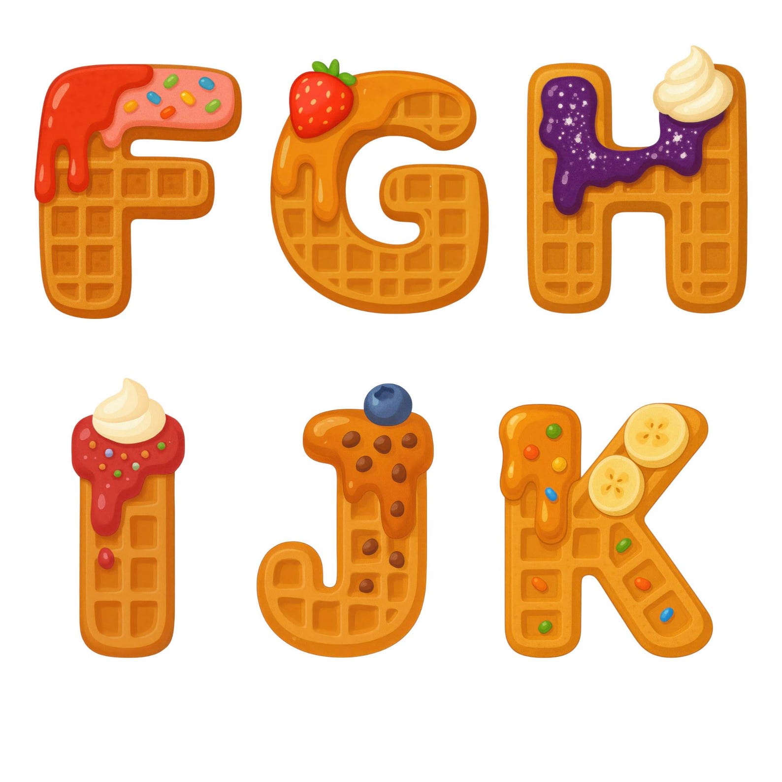 Waffle Alphabet PNG Clipart: Breakfast Font, Letters & Numbers (digital ...
