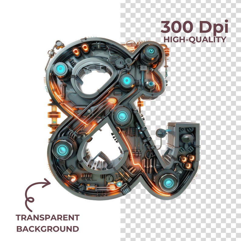 High-tech Machine Alphabet Letters - PNG Graphics - Etsy