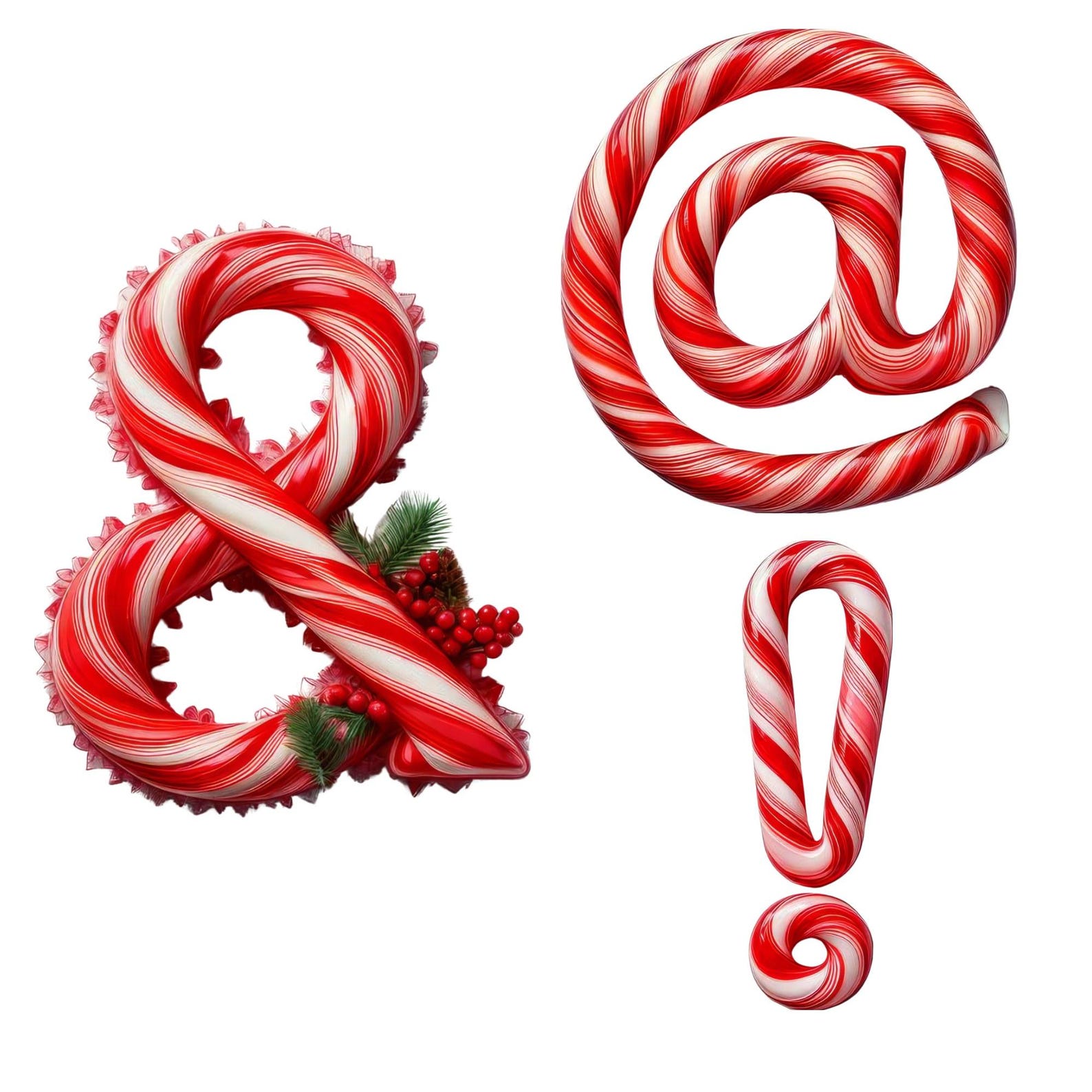 Candy Cane Alphabet Clipart: Festive Christmas PNG Set (digital ...