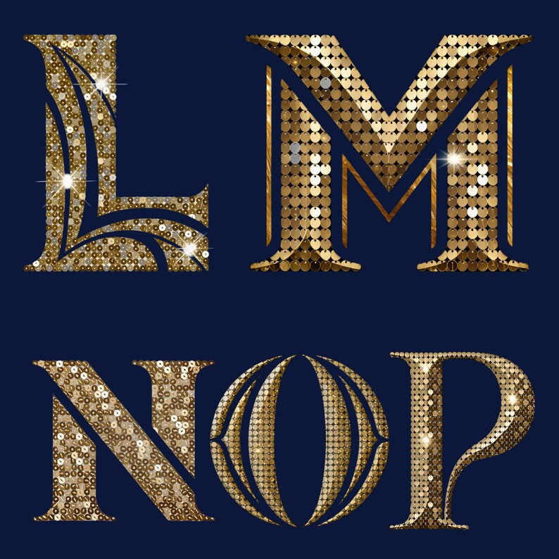 Glamorous Sequin Alphabet PNG, Gold Glitter Art Deco Letters, Roaring ...