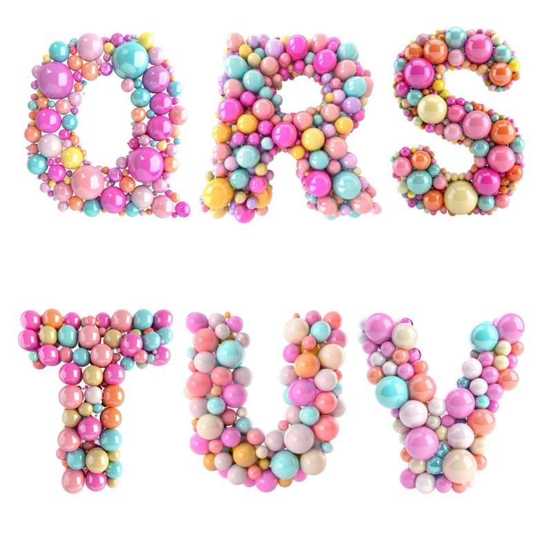 Chat Bubbles Alphabet PNG | Pastel Balloon Font | 3D Glossy Letters ...