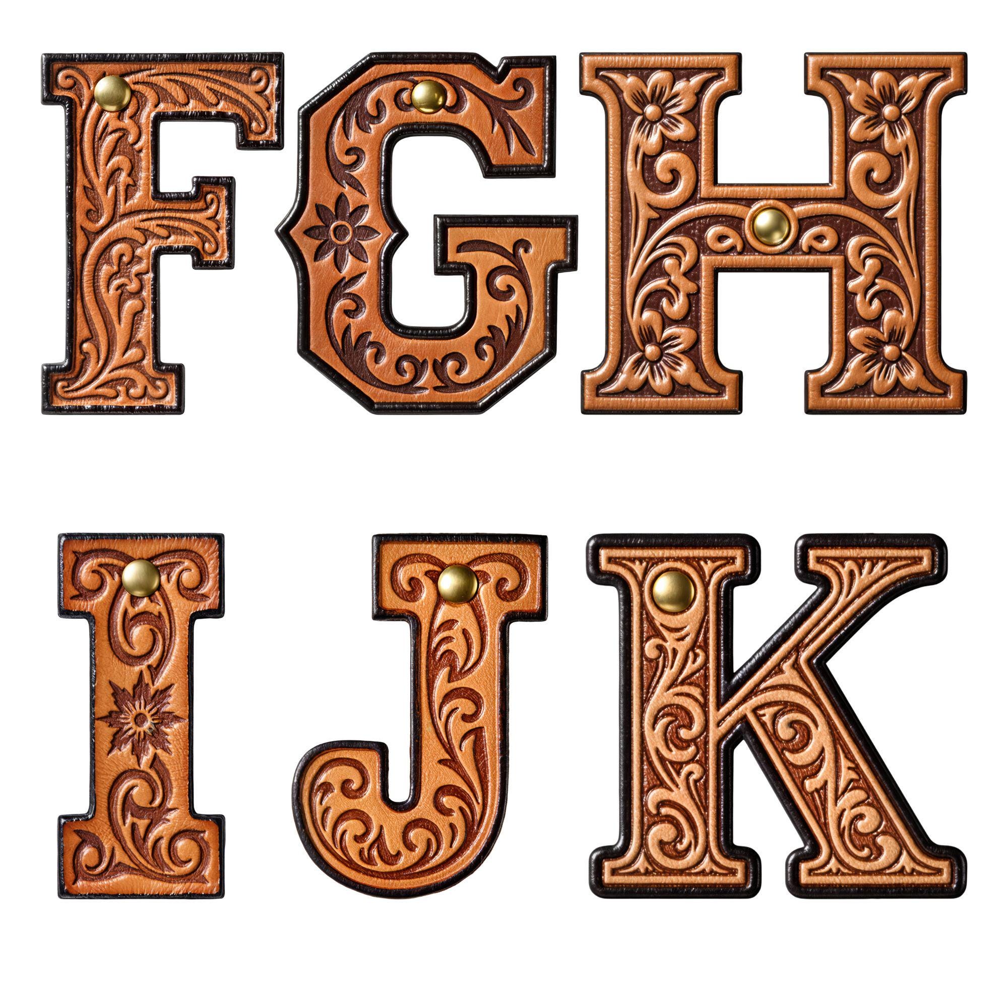 Western Tooled Leather Alphabet PNG: Cowboy Font Clipart (instant ...