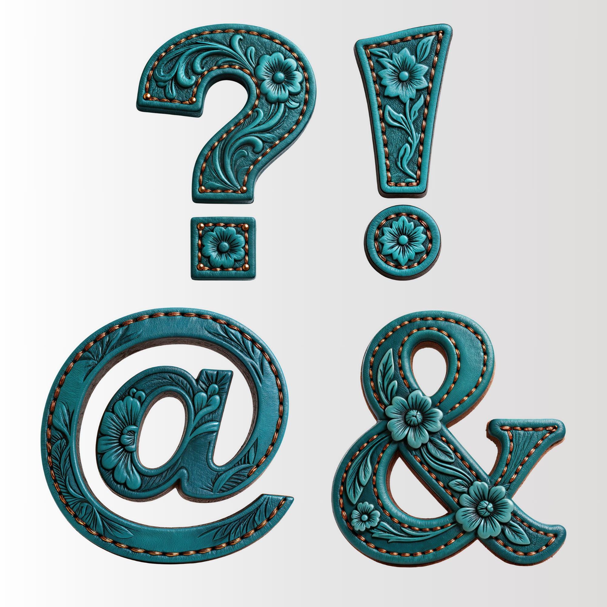 Turquoise Tooling Alphabet PNG | Western Leather Floral Letters | 40 ...
