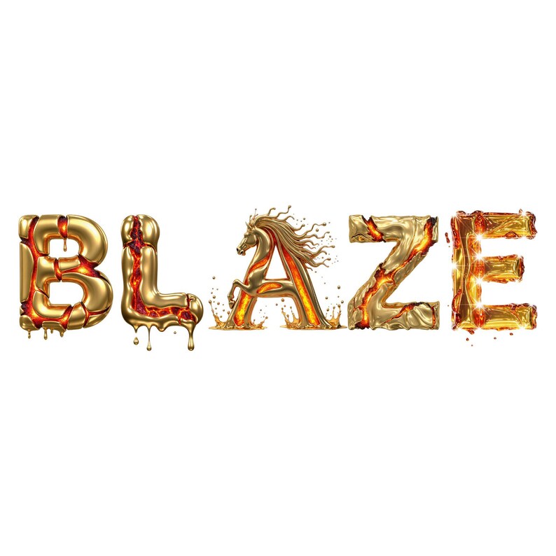 Fire Horse Molten Gold Alphabet PNG Set | Lava Gold Letters & Numbers ...