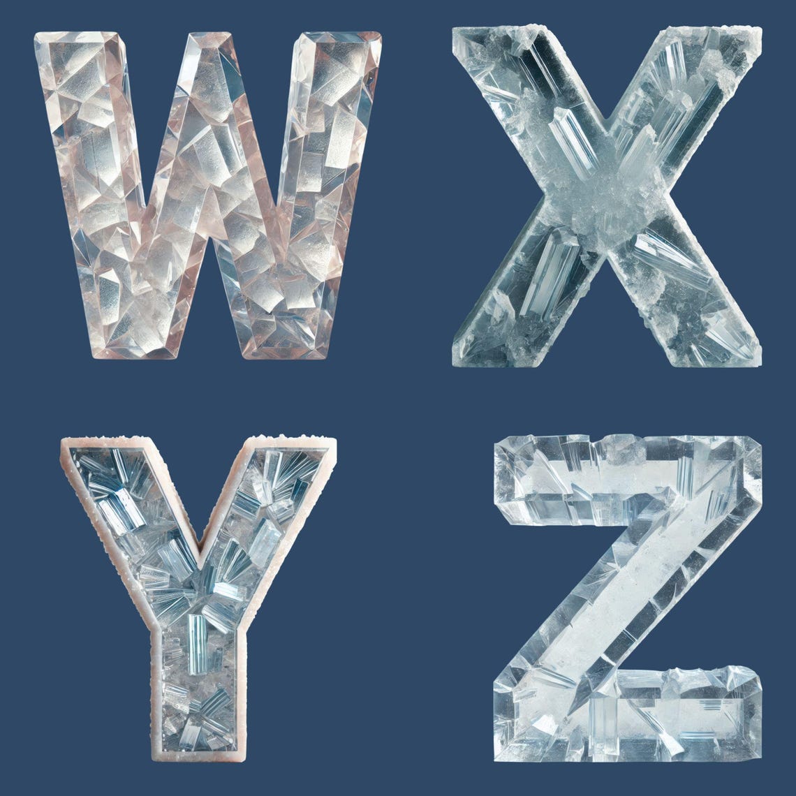 Quartz Crystal Alphabet PNG: Gemstone Letters & Numbers (digital ...
