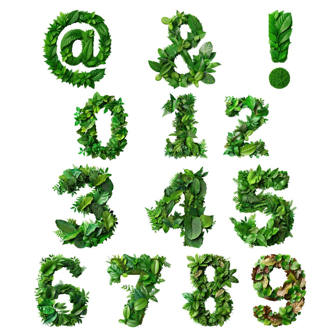 Green Leaf Botanical Alphabet Clipart Set: Eco Nature Font (PNG ...