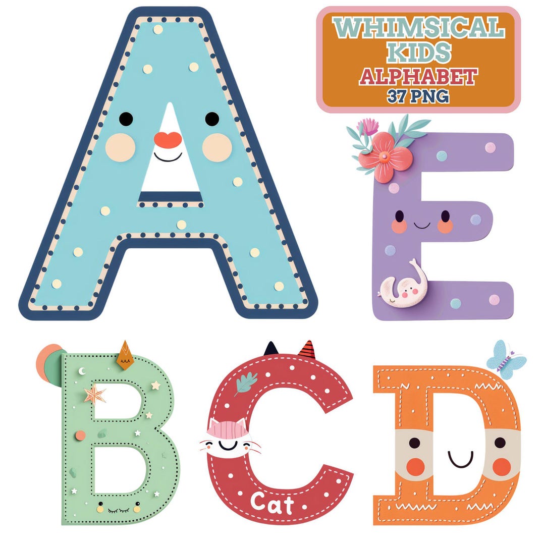 Kids Cartoon Alphabet PNG Clipart, Playful Nursery Font (digital ...