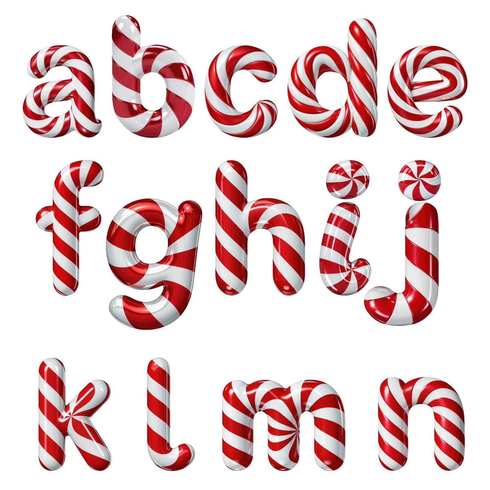 3D Candy Cane Alphabet PNG, Christmas Clipart (digital Download) - Etsy
