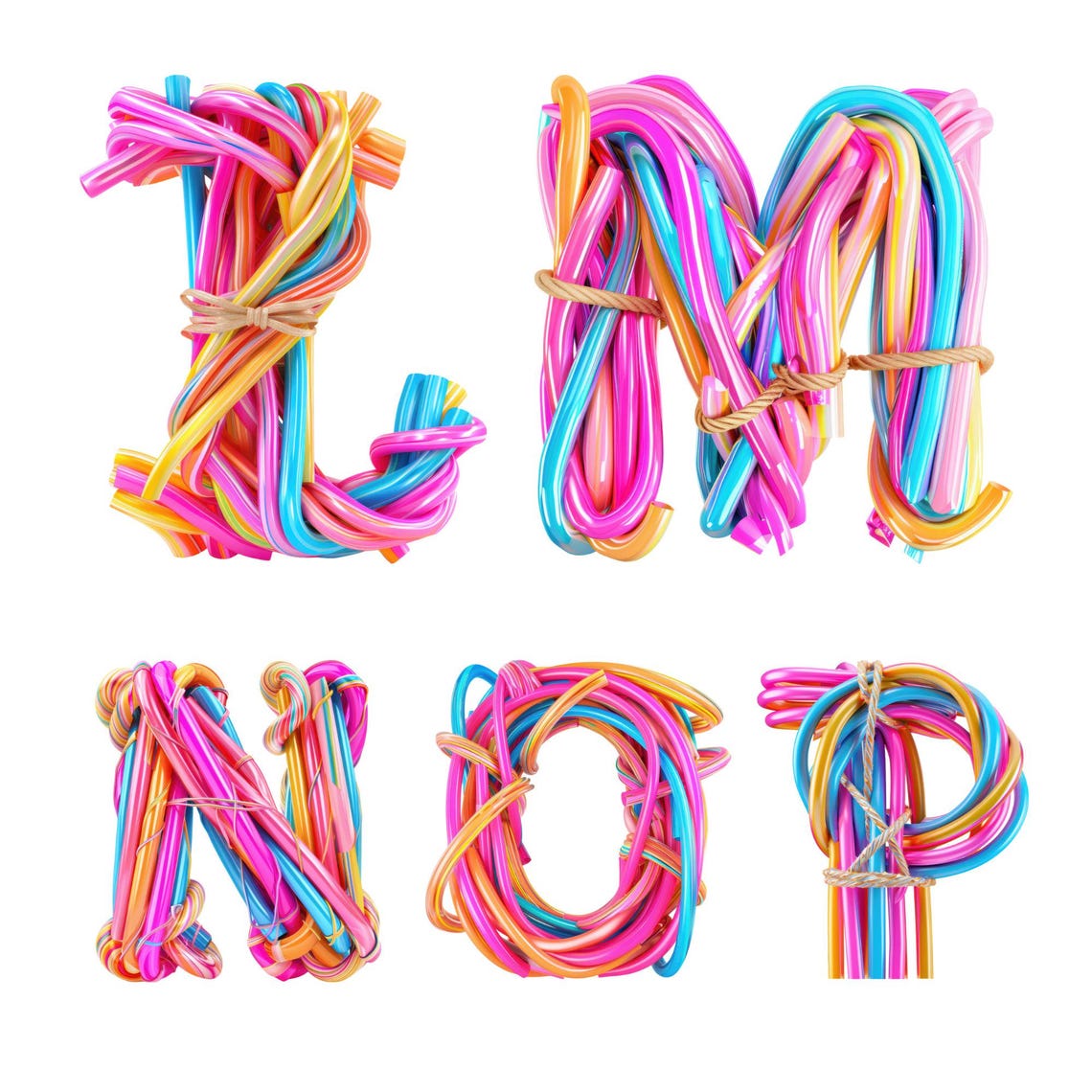 Drinking Straw Alphabet PNG Clipart: 3D Letters & Numbers Font (digital ...