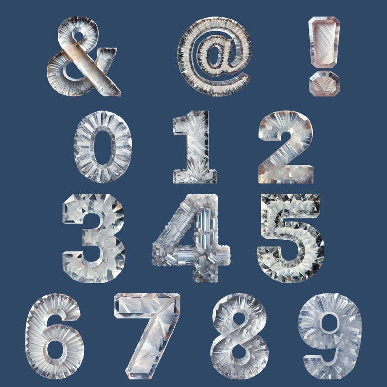 Quartz Crystal Alphabet PNG: Gemstone Letters & Numbers (digital ...