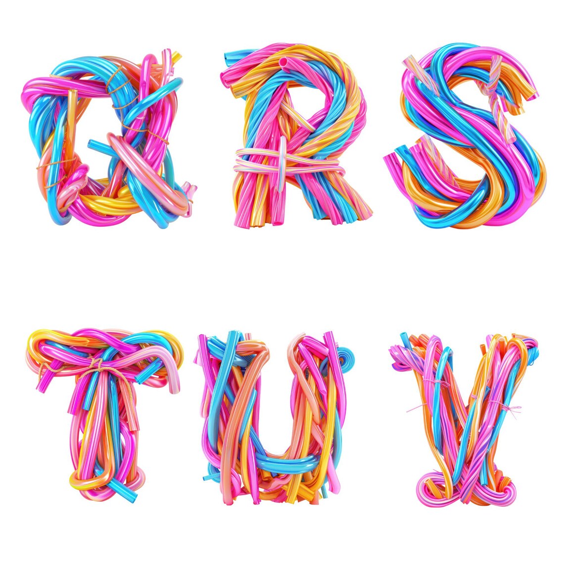 Drinking Straw Alphabet PNG Clipart: 3D Letters & Numbers Font (digital ...