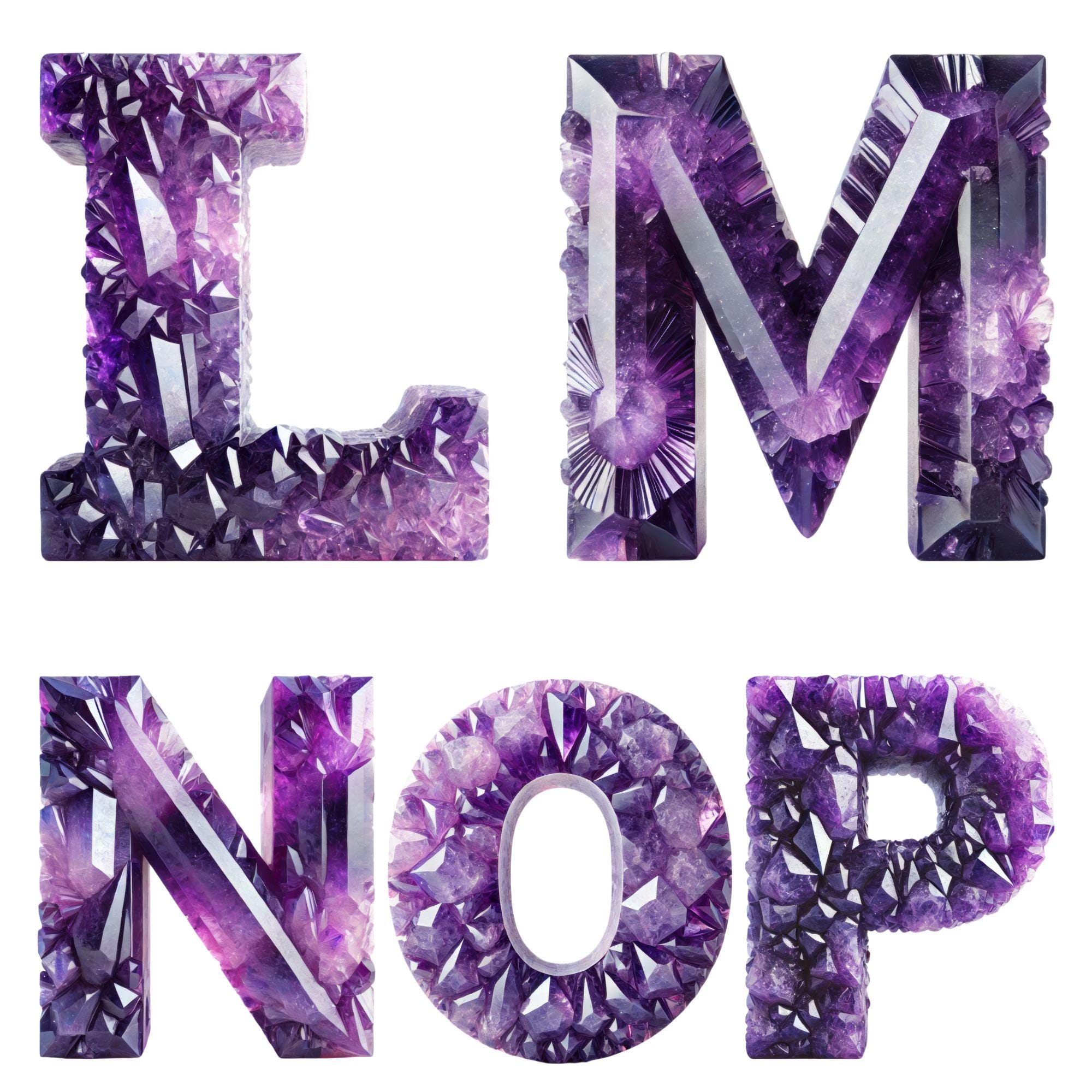 Amethyst Crystal Alphabet PNG Clipart: Geode Letters, Numbers, Symbols ...