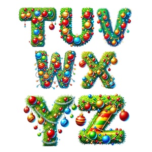 Christmas Baubles and Tinsel Alphabet Clipart, 39 Festive PNG Letters ...