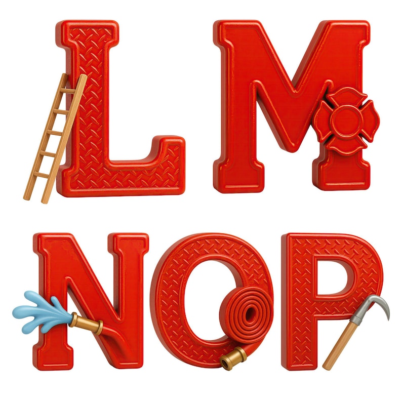 Firefighter’s Rescue Alphabet PNG | 40 Letters Numbers & Symbols ...