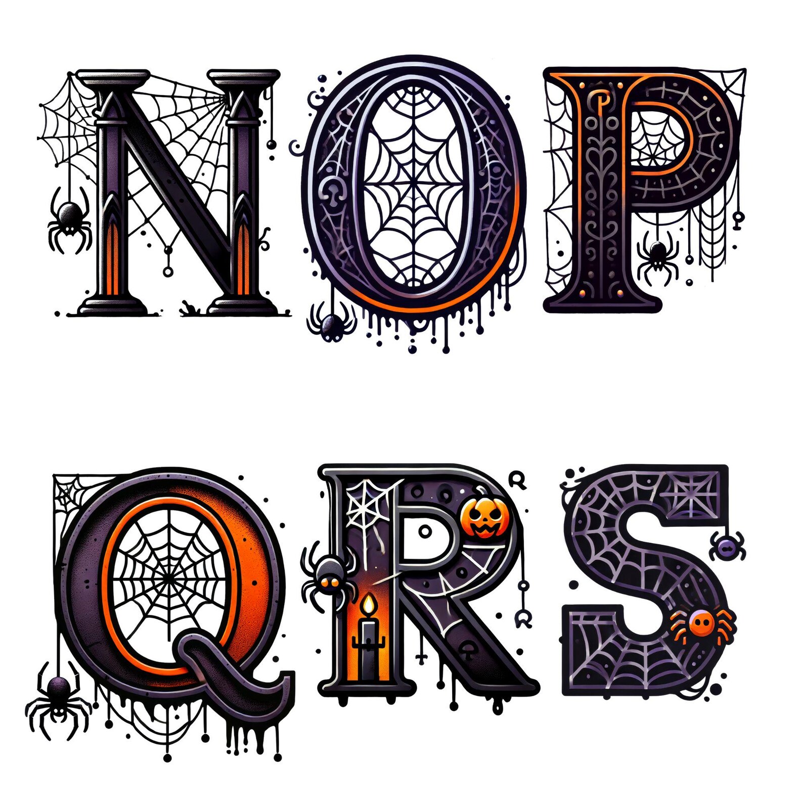 Halloween Cobwebs Alphabet | Spooky Letters & Numbers Clipart Set. - Etsy