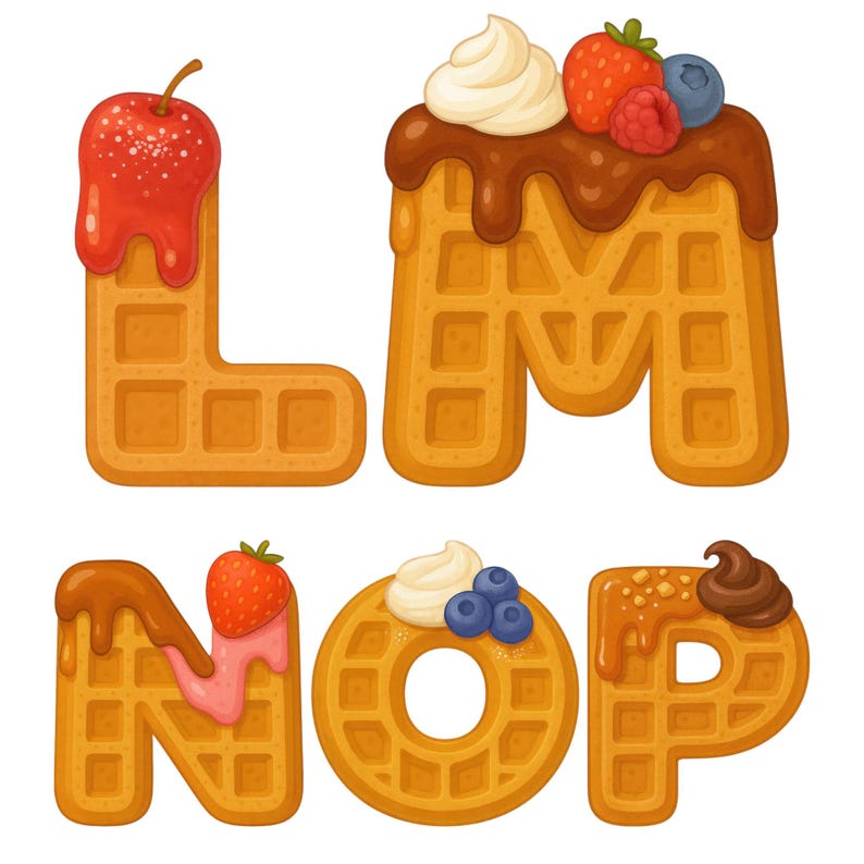 Waffle Alphabet PNG Clipart: Breakfast Font, Letters & Numbers (digital ...