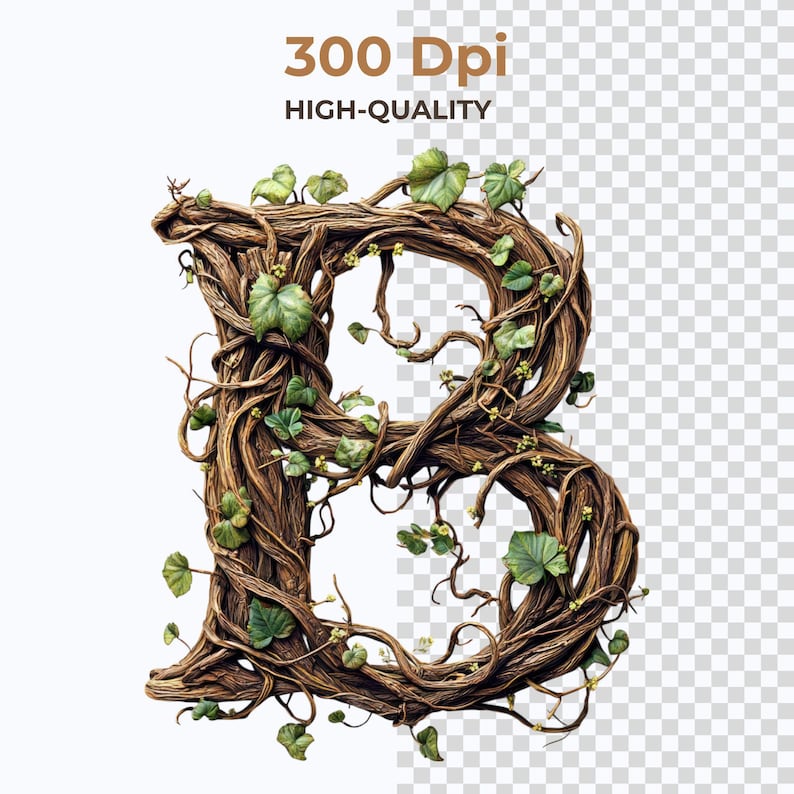 Intertwining Vines Alphabet PNG Letters Nature Font Green Botanical ...