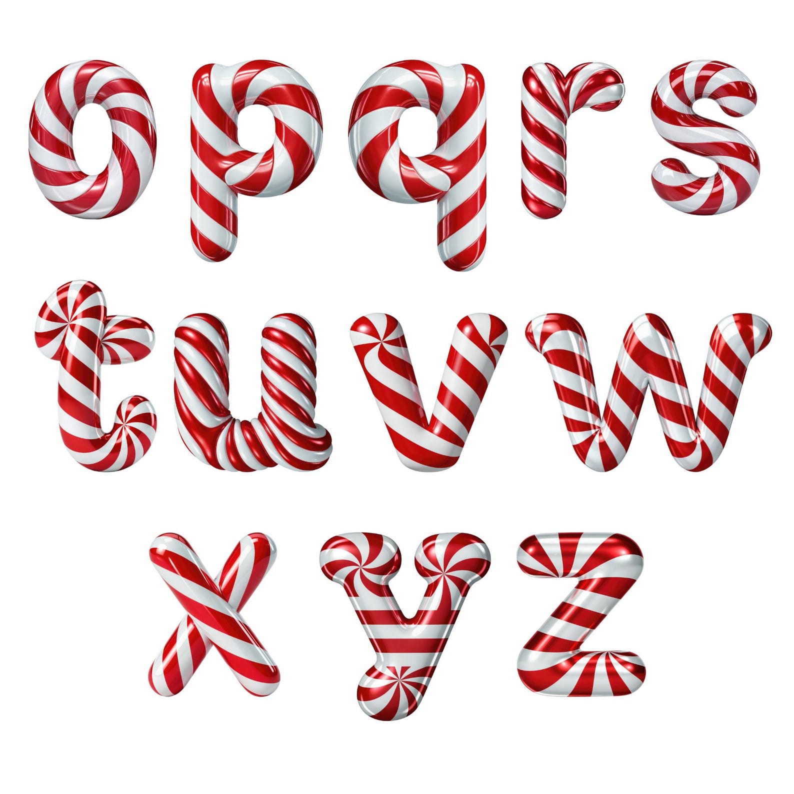 3D Candy Cane Alphabet PNG, Christmas Clipart (digital Download) - Etsy