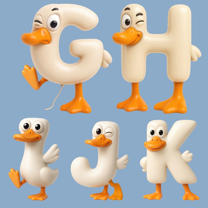 Silly Goose Alphabet PNG Clipart: Cartoon Font (digital Download) - Etsy